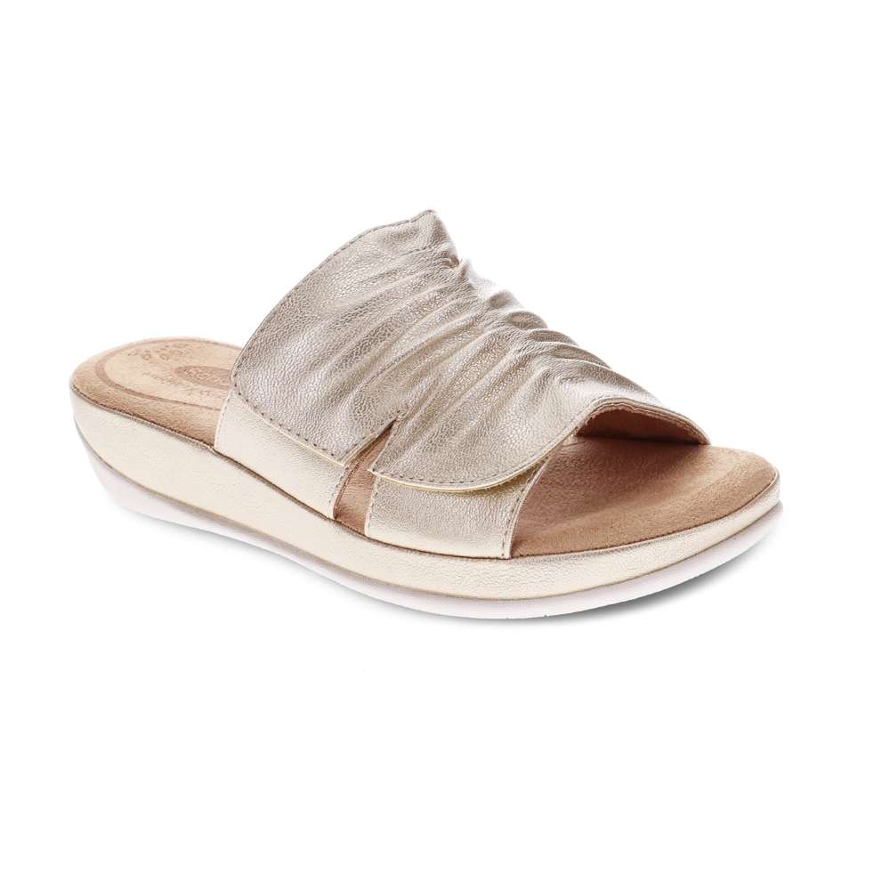 Cora Slide Sandal - Gold – Comfort Co Shoes Australia