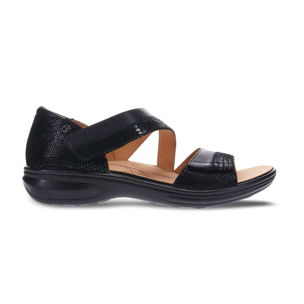 Mauritius Sandal - Black French/Lizard – Comfort Co Shoes Australia