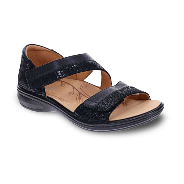 Mauritius Sandal - Black French/Lizard – Comfort Co Shoes Australia